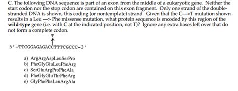 solved the following dna sequence is part of an exon from