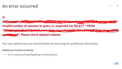 Invalid Number Of Columns In Query While Writing To A Dataset — Dataiku Community
