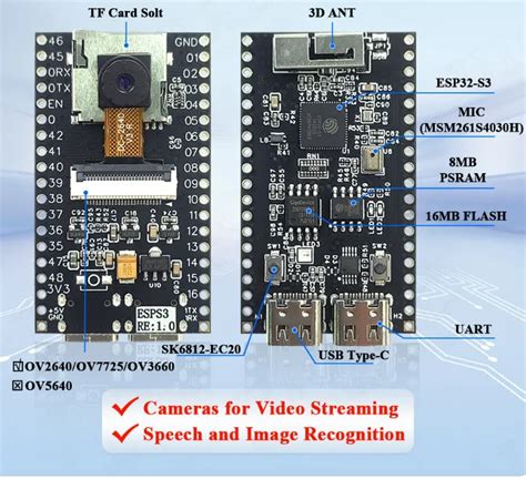 esp32 s3 development board with 2 4g wifi bt and camera