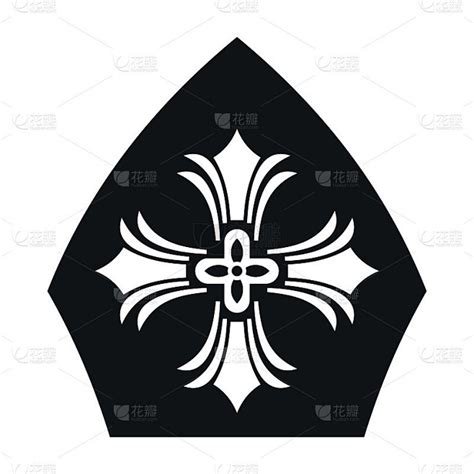 教皇头饰，帽子与十字架图标在简单的风格