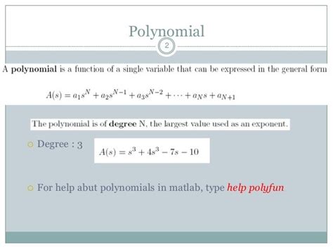 polynomials and curve fitting in matlab