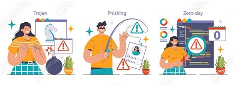 Cybersecurity Set Protecting Data From Threats Users Confronting
