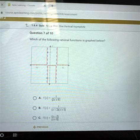 More Than One Vertical Asymptote Question 7 Of 10 Which Of The Following Rational Functions Is