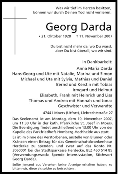 Traueranzeigen Von Georg Darda Trauer In Nrwde