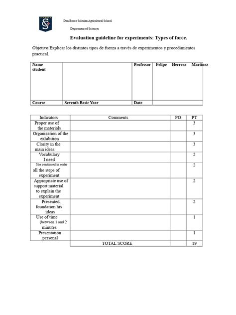 Evaluation Guide For Force Experiments Pdf