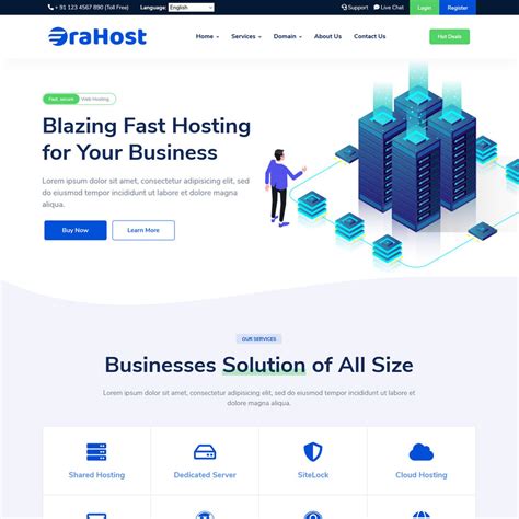 erahost whmcs website template 100557 templatemonster