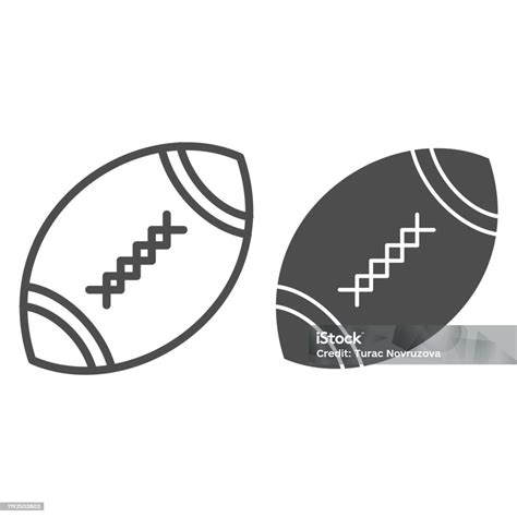 미식 축구 공 라인과 글리프 아이콘입니다 럭비 공 벡터 그림 흰색에 격리 웹 및 응용 프로그램을 위해 설계된 바늘 윤곽 스타일