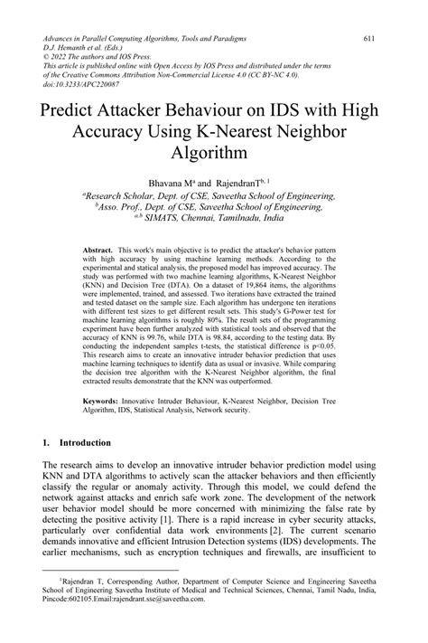 Pdf Predict Attacker Behaviour On Ids With High Accuracy Using K Nearest Neighbor Algorithm