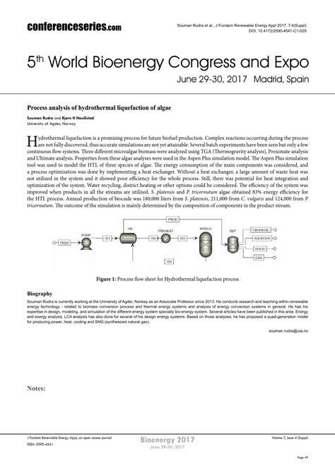 Pdf Process Analysis Of Hydrothermal Liquefaction Of Algae