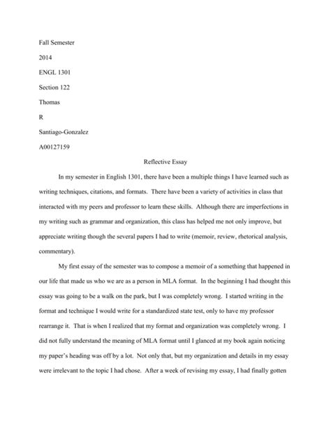 Reflective Essay English 1301 Writing And Citations