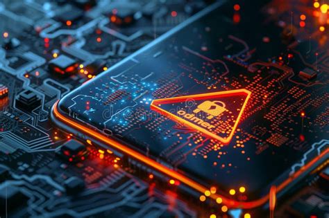 Creative Depiction Of A Mobile Screen Showing A Hacker Warning Sign