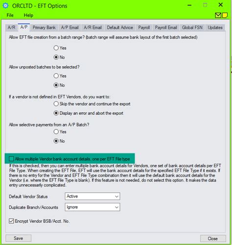 Setup EFT Vendor With Multiple File Types