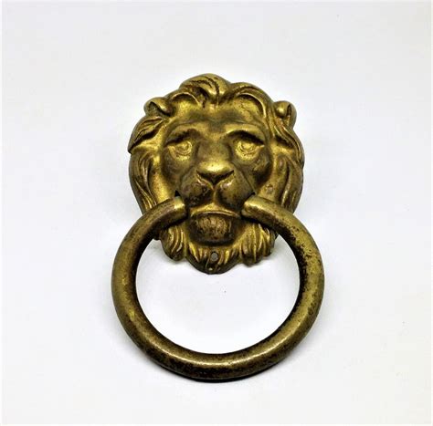 Vintage Lion Head Brass Lion Head Drawer Pull Brass Drawer Pull