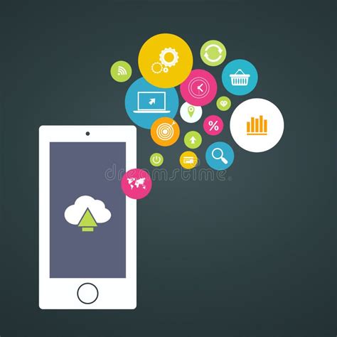 Cloud Computing Storage Applications On A Mobile Stock Vector
