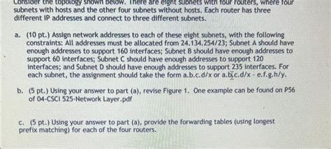 Solved Subnets With Hosts And The Other Four Subnets Without