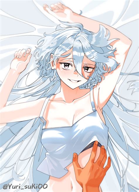 Rule 34 2girls Bed Bed Sheet Blush Breasts Canon Couple Cleavage Color Curly Hair Depth Of