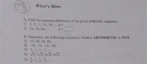 What S MoreA Find The Common Difference Of The Given Arithmetic
