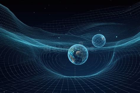 Gravity Planet Earth Gravitational Waves Concept Physical And Technology Background Stock