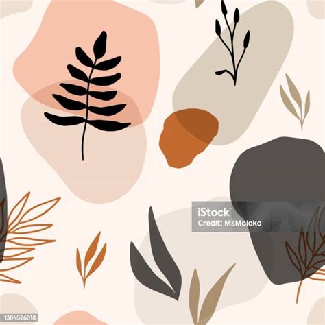 손으로 그린 벡터 원활한 꽃 유기 패턴 배경에 대한 유기 모양 식물과 질감 가을에 대한 스톡 벡터 아트 및 기타 이미지 가을