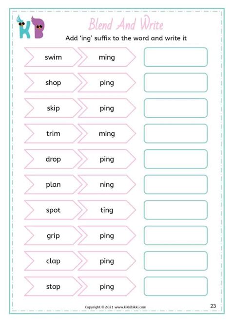 Adding Suffix Ing Free Phonics Printable Worksheets