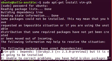 Vim Gtk Depends Libruby23 230~preview2 But It Is Not Going To Be Installed E Unable