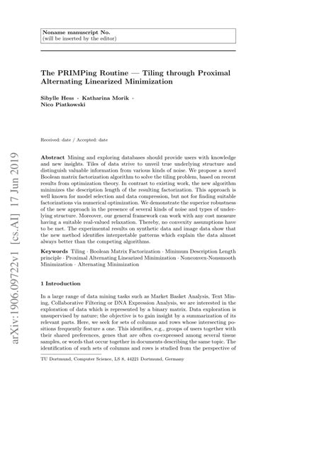 Pdf The Primping Routine Tiling Through Proximal Alternating