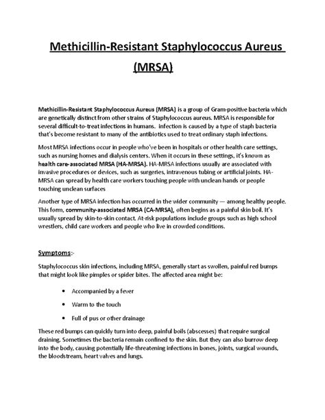 Mrsa 4444 Methicillin Resistant Staphylococcus Aureus Mrsa Is A
