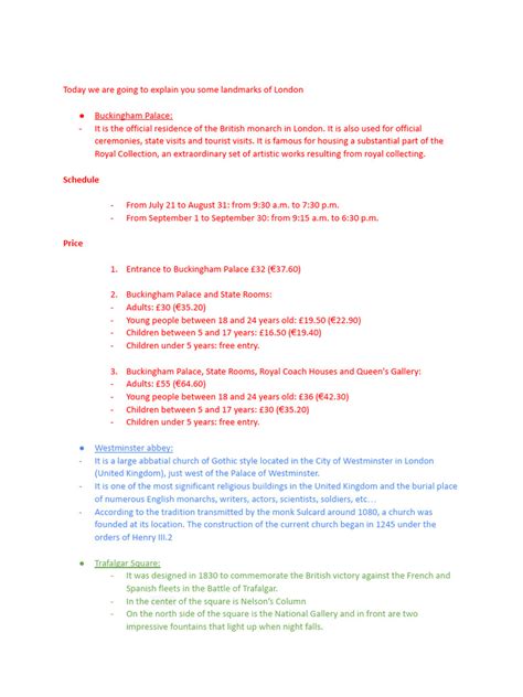 London Landmarks Guide For Tourists Pdf Art