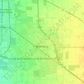 Manteca Topographic Map Elevation Terrain
