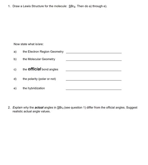 1 Draw A Lewis Structure For The Molecule Sbr4