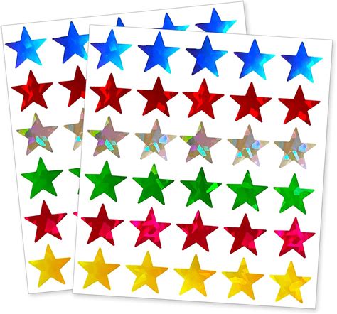 Yeachlaing Star Stickers 1 Diameter Multicolored Foil