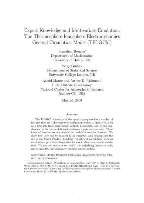 Pdf Expert Knowledge And Multivariate Emulation The Thermosphere
