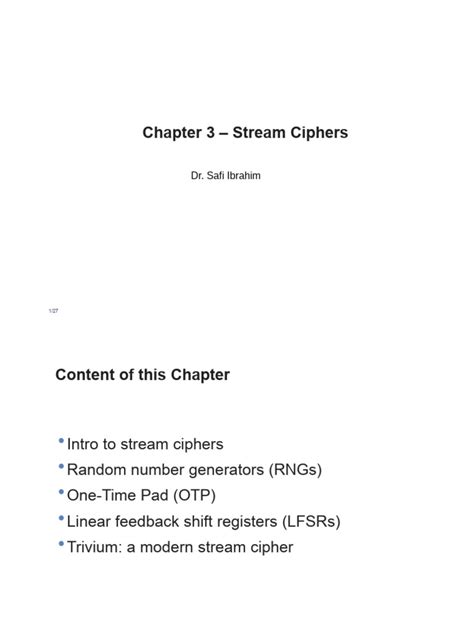Chapter3 Stream Ciphers Pdf Cryptography Cipher