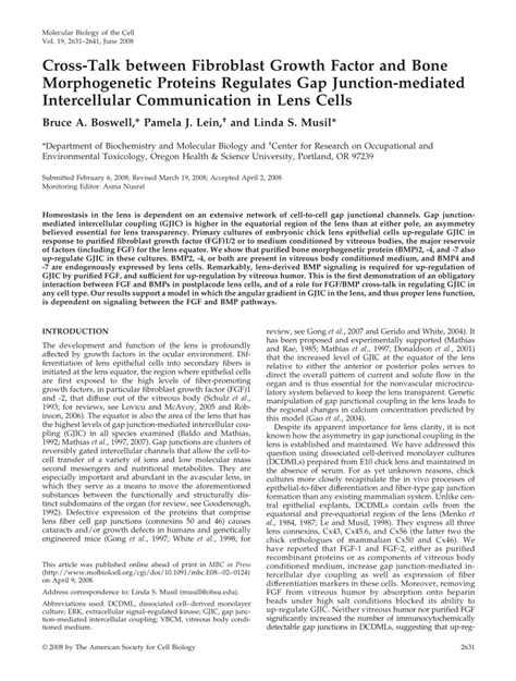 Pdf Cross Talk Between Fibroblast Growth Factor And Bone