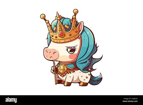King Unicorn Vector Illustration Stock Vector Image And Art Alamy