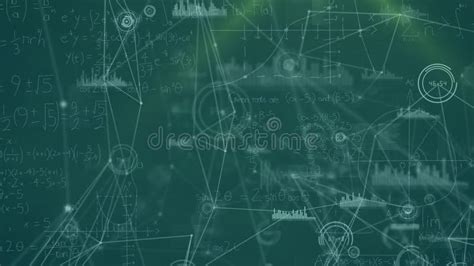 Animation Of Connections Data Processing And Math Formulas In Green Space Stock Footage Video