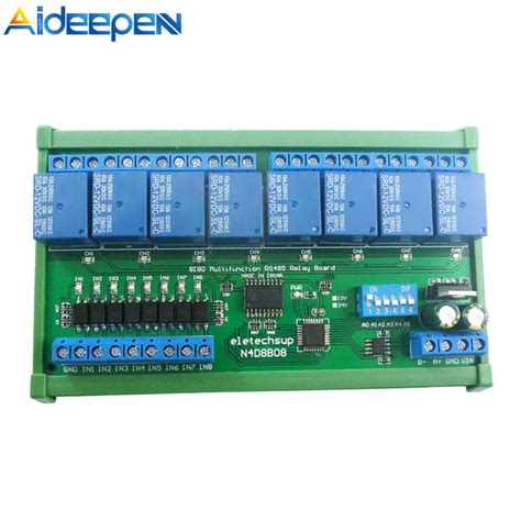 Aideepen Dc 12v 24v 8 Isolated Inputs And 8 Outputs Din35 C45 Rail Box Uart Rs485 Relay Module
