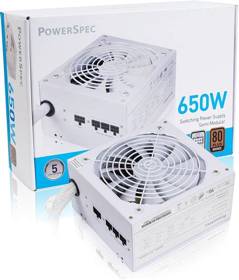 Powerspec 650w Power Supply Semi Modular 80 Plus Bronze Certified Atx Psu Active Pfc Sli