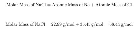What Is The Molar Mass Of Nacl Table Salt Aesl