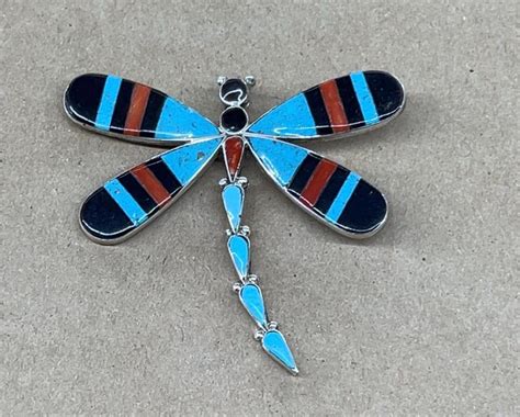 Native American Zuni Handmade Sterling Silver Inlay Traditional
