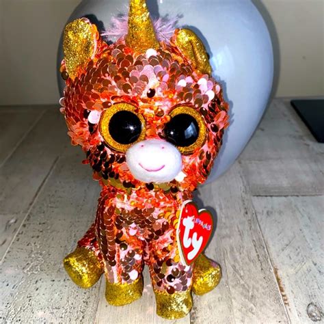 Ty Toys Ty Flippables Sequin Plush Sunset The Unicorn Medium Size 7
