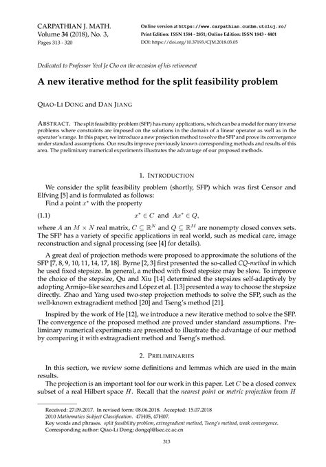 A New Iterative Method For The Split Feasibility Problem