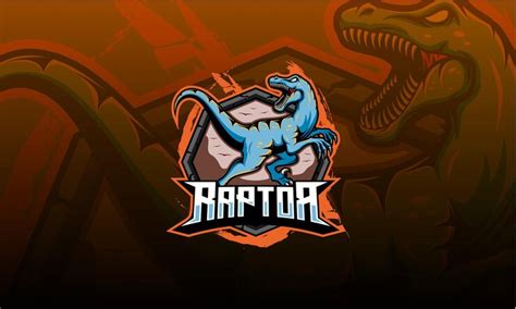 Velociraptor 로고 마스코트 공룡 랩터 Esport 로고 프리미엄 벡터