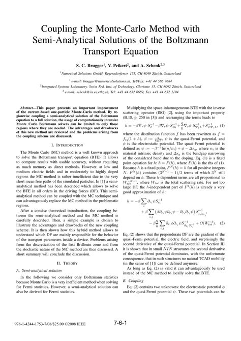 Pdf Coupling The Monte Carlo Method With Semi Analytical Solutions Of