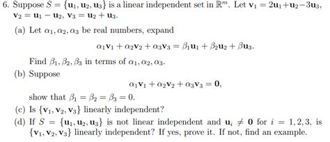 solved 6 suppose s {uj u2 u3 } is a linear independent