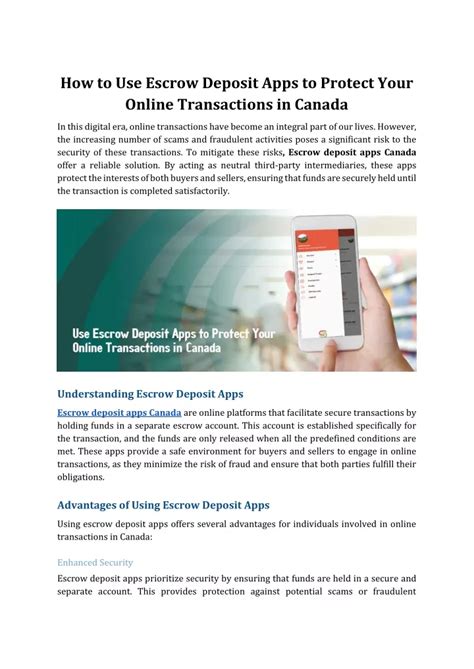 Ppt How To Use Escrow Deposit Apps To Protect Your Online Transactions In Canada Powerpoint