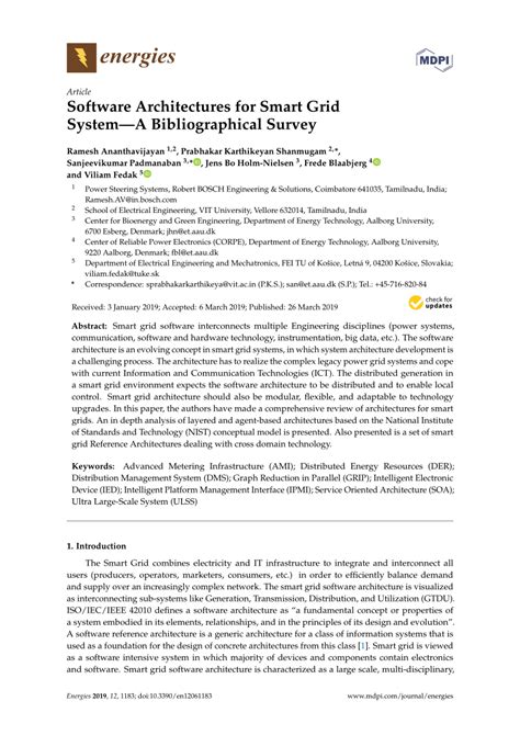 Pdf Software Architectures For Smart Grid System A Bibliographical Survey