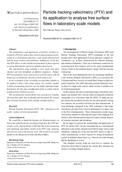 Pdf Particle Tracking Velocimetry Ptv And Its Application To