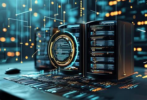 Futuristic Data Center Glowing Servers Complex Network Visualizes Power Of Data Tech Premium