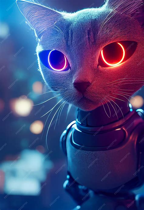 Premium Ai Image Robot Cat In Digital Illustration A Futuristic
